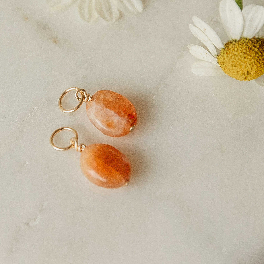 Sunstone Peach Hoop Charms – Sela Designs