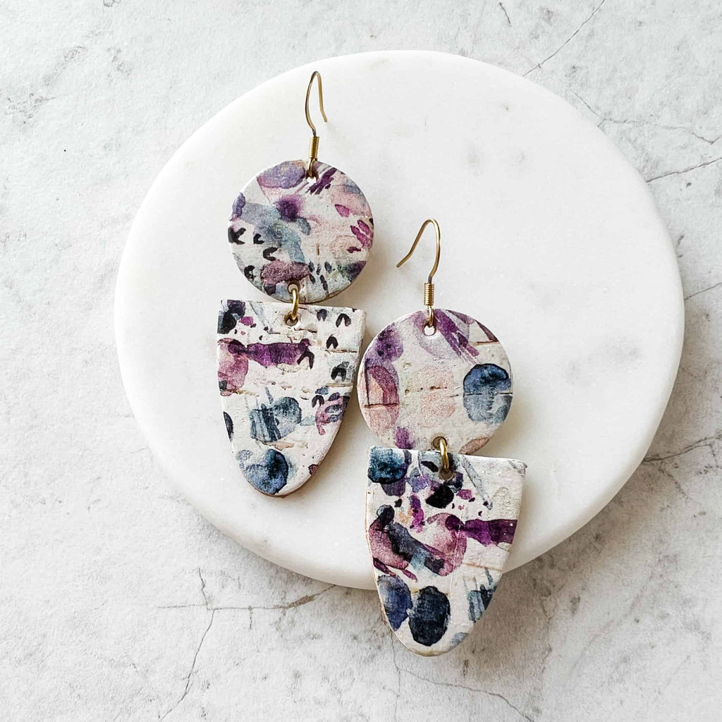 Watercolor Print Spring Leather Earrings – Sela Designs